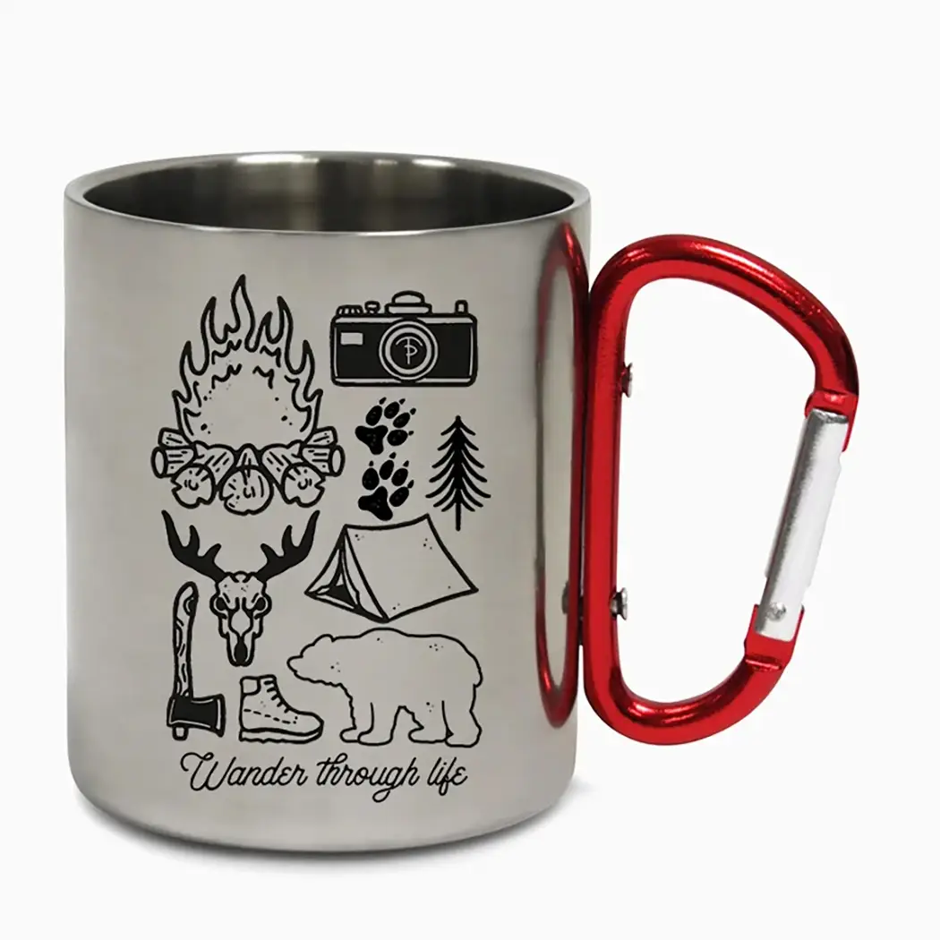 Tasse de camping en acier avec mousqueton Wander Through Life - Factory ...